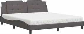 Postel s matrací Zadar šedá 180 x 200 cm umělá kůže 3208883