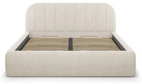 Krémová čalouněná dvoulůžková postel s úložným prostorem s roštem 160x200 cm Juno – Windsor &amp; Co Sofas