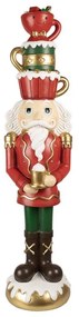 Červená dekorace Louskáček Nutcracker se šálky - 30*28*120 cm