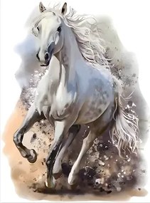 NORIMPEX Diamantové malování Cválající bílý kůň / 30x40 cm