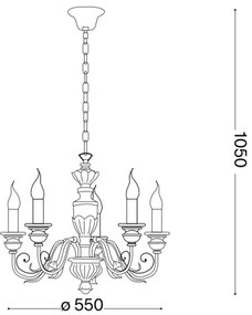 Ideal Lux - Lustr na řetězu FIRENZE 5xE14/40W/230V pr. 55 cm zlatá