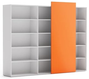 PLAN Skříň vysoká otevřená dlouhá BLOCK White, oranžová