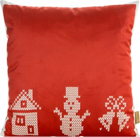 VÁNOČNÍ DEKORAČNÍ POVLAK NA POLŠTÁŘ NOEL 1KS 45X45 CM ČERVENÁ