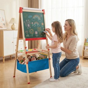 Costway Oboustranná hrací deska s magnetickou tabulí a tabulí Výškově
