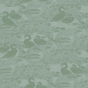 Zelená vliesová tapeta na zeď, příroda, labutě, 118472, Laura Ashley 3
