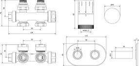 Mexen Duplex G05, úhlový/přímý termostatický set s kulatým krytem R, DN50, chromová, W908-958-905-01
