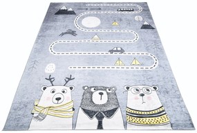 Dětský koberec s motivem zvířátek a silnice