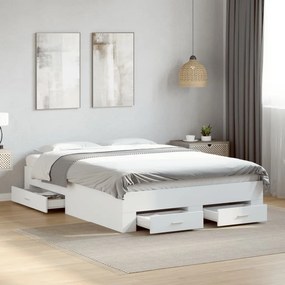 Rám postele se zásuvkami bílý 135 x 190 cm kompozitní dřevo 3280405