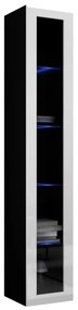 Vitrína Zigo sklo 180, Osvětlení: osvětlení LED RGB - barevné, Barva: šedá / šedá lesk