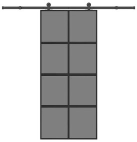 Posuvné dveře s kováním 90x205 cm tvrzeného sklo a hliník