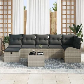 Set pohovek s polštářem s úložištěm Světle šedá polyratan 3359111