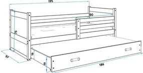 SMB Dětská postel s přistýlkou RICK 2, 90x190 cm Dekor: Borovice, Barva šuplíku: Růžová