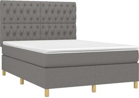 Box spring postel s matrací a LED tmavě šedá 140x200 cm textil 3135678