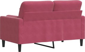 2místná pohovka s polštáři vínová 120 cm samet 3278213