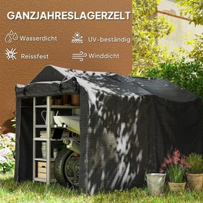 Outsunny Garážový stan, vodotěsný stanovací garáž s dveřmi, odolný proti UV záření, 220 x 157 x 165 cm, černý