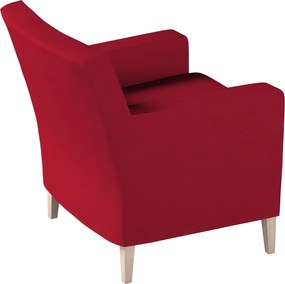 Potah na křeslo IKEA Karlstad barva červená látka pletený vzor