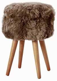 Stolička s tmavě hnědým sedákem z ovčí kožešiny Native Natural, ⌀ 30 cm