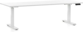 Výškově nastavitelný stůl OfficeTech D, 200 x 80 cm, bílá podnož, bílá