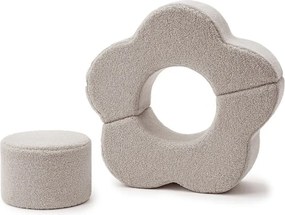 Světle šedé pěnové hřiště 3 ks z materiálu bouclé výška 27 cm 88x90 cm – Meowbaby