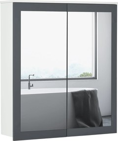 Koupelnová skříňka Keankin s zrcadlem, závěsná skříňka s 2 skleněnými dveřmi a nastavitelnými policemi 69x17x75.5 cm Bílá | Aosom