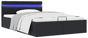 Rám postele LED s úložným prostorem černý umělá kůže 140x200 cm 285543