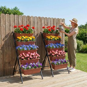 Costway 5-Tier Vertikální vyvýšený záhon rostlinný záhon s 5 vyjímatelnými