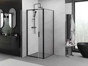 Mexen Exo, výklopná sprchová kabina, dveře 110 cm + boční stěna 110 cm, transparentní sklo, černá, 814-110-110-70-00