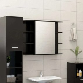 vidaXL Koupelnová skříňka se zrcadlem 80 x 20,5 x 64 dřevotříska [802612] Barva: Černá