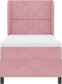 Postel s boxspringem s čelo Růžová 200 x 100 cm samet 3340975