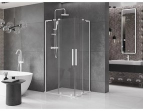 Mexen Velar L Duo, sprchový kout s posuvnými dveřmi 100 x 90 cm, 8mm čiré sklo, bílá matná, 871-100-090-02-03-20