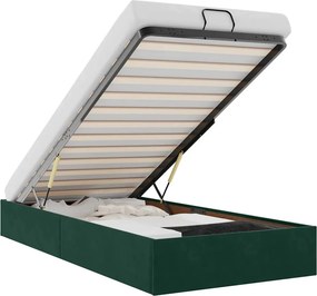 Osmanský rám postele bez matrace tmavě zelené 90x190 cm samet 3310934
