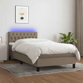 vidaXL Box spring postel s matrací a LED 90x200 cm textil [3133371] Barva: taupe