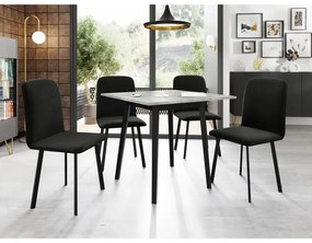 Rozkládací stůl Renkiz S 85/85 se 4 židlemi Lekoz, Barva dřeva: šedý mramor + černá, Potah: Amor Velvet 4322