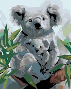 zuty malování podle čísel - koala s mládětem, 80x100 cm, bez rámu a bez vypnutí plátna