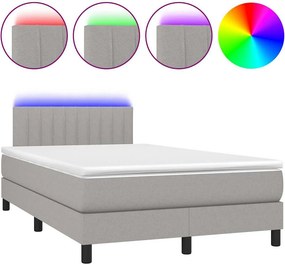 Box spring postel s matrací a LED světle šedá 120x200 cm textil 3133301