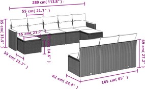 10dílná zahradní sedací souprava s poduškami černá polyratan 3226385