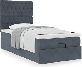 Osmanský rám postele s matracemi tmavě šedá 80x200cm samet 3313506