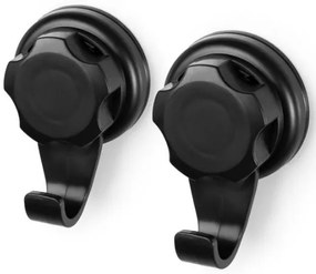 Háčky do koupelny Compactor Bestlock Black s přísavkami -bez vrtání, nosnost až 3 kg, 2 ks