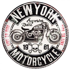 Nástěnná kovová cedule na zeď New York Motorcycle – 35x2 cm