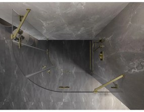 Mexen Lunar, pravý půlkruhový sprchový kout 100 x 80 cm, 8mm čiré sklo, zlatý matný profil, 833-100P-080L-55-00