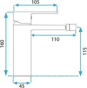 Rea Argus, bidetová baterie h-160, grafitová matná, REA-B3004