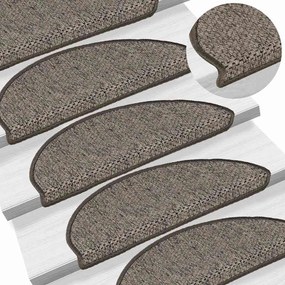 Samolepicí nášlapy na schody sisal 15 ks 65x21x4 cm šedo-béžové 326872