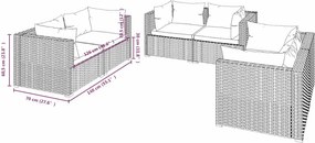 6dílná zahradní sedací souprava s poduškami polyratan černá 3102295