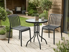 Zahradní set TREGO ISLAND - 2 židle a kulatý stůl ø 60 cm, antracitová