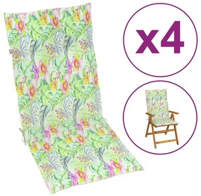 vidaXL Podušky na židli vysoké opěradlo 4 ks vzor listů 120x50x3 cm