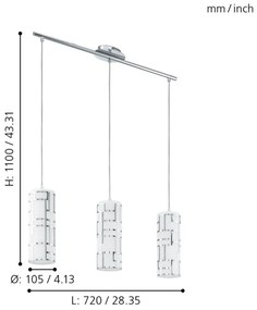 Eglo 92563 - Lustr na lanku BAYMAN 3xE27/60W/230V