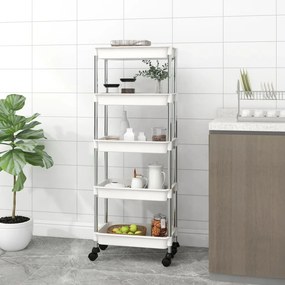 Kuchyňský vozík s 5 patry bílý 42x29x128 cm železo a ABS 336332