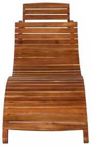 Zahradní lehátko 2ks s poduškou a stolkem akáciové dřevo Dekorhome Krémová