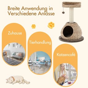 Costway Small Cat Tree s jeskyní a přírodním sisalem a ručně vyrobeným košíkem φ