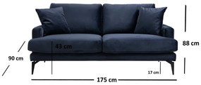 Tmavě modrá pohovka 175 cm Papira – Balcab Home